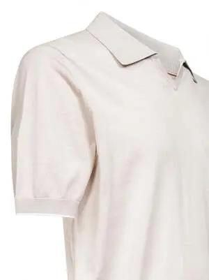 Brunello Cucinelli Jute Cotton Knit Polo Shirt - Multicolor