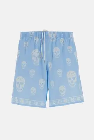 Alexander McQueen Technical Fabric Swim Shorts With Skull Print - Multicolor