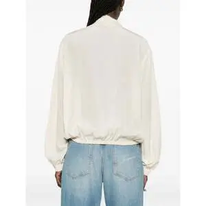 Valentino Garavani Off-white Silk Lace Trim Long Sleeve Blouse