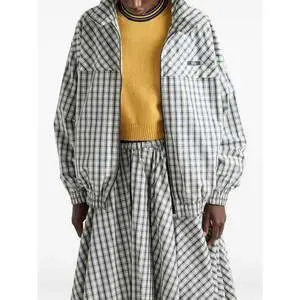 Prada Checked Zip-up Bomber Jacket