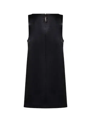Saint Laurent Black Satin Cassandre Sheath Mini Dress - Multicolor