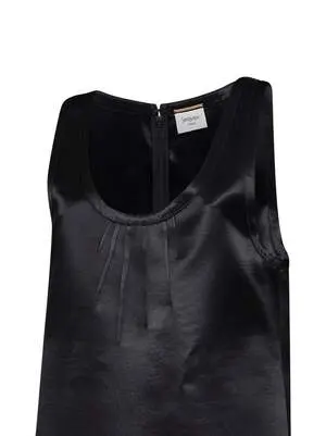 Saint Laurent Black Satin Cassandre Sheath Mini Dress - Multicolor