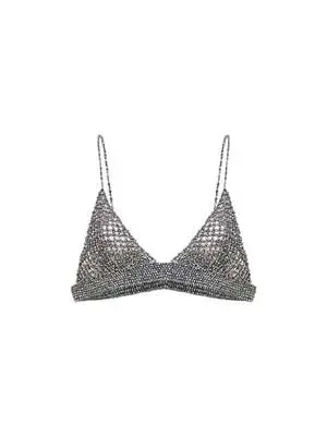 GOLDEN GOOSE Silver Crystal-embellished Crochet Top - Multicolor