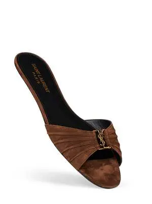 Saint Laurent Babylone Flat Sandals In Suede - Multicolor