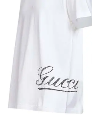 Gucci White Cotton Jersey Logo-printed T-shirt