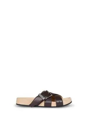 Balenciaga Black Calf Leather Belt Mules - Multicolor