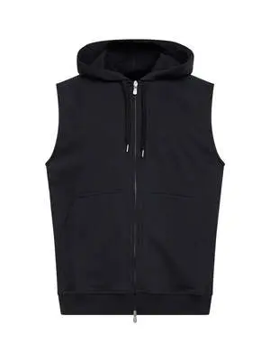 Brunello Cucinelli Black Techno Fleece Zip-up Hooded Vest