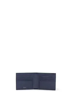 FERRAGAMO Dark Navy Blue Hammered Calfskin Gancini Wallet - Multicolor