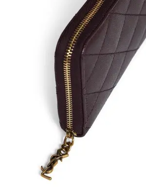 Saint Laurent Cabernet Red Cassandre Bijou Zip Around Wallet - Multicolor