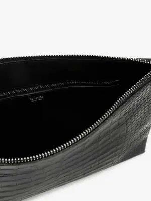 TOM FORD Leather Crocodile Print Clutch