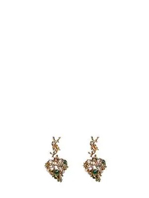 Saint Laurent Cassandre Crystal-embellished Heart Drop Earrings - Multicolor