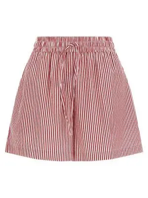 P.a.r.o.s.h Striped Cotton Poplin Shorts With All-over Rhinestones - Red