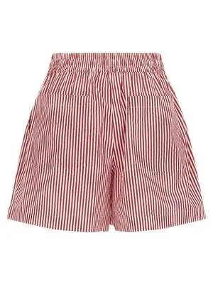 P.a.r.o.s.h Striped Cotton Poplin Shorts With All-over Rhinestones - Red
