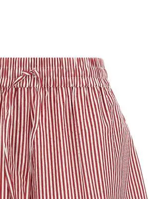 P.a.r.o.s.h Striped Cotton Poplin Shorts With All-over Rhinestones - Red