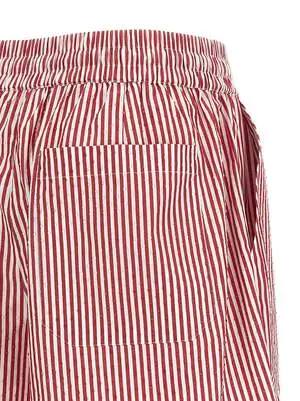 P.a.r.o.s.h Striped Cotton Poplin Shorts With All-over Rhinestones - Red