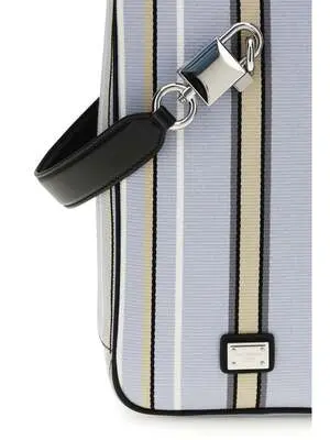 Dolce & Gabbana Lock Handbag In Jacquard Fabric - Blue