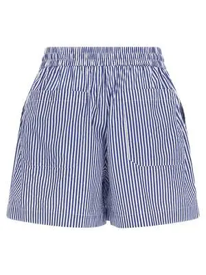 P.a.r.o.s.h Striped Cotton Poplin Shorts With Rhinestone Embellishments - Blue