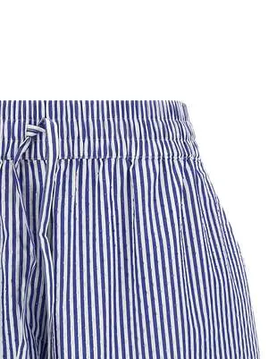 P.a.r.o.s.h Striped Cotton Poplin Shorts With Rhinestone Embellishments - Blue