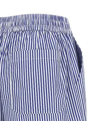 P.a.r.o.s.h Striped Cotton Poplin Shorts With Rhinestone Embellishments - Blue
