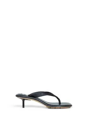 Bottega Veneta BOTTEGA VENETA Black Matte Rubber Sampieri Thong Sandals Multicolor