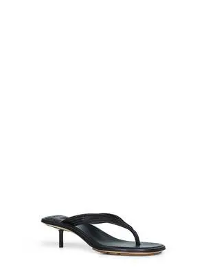 Bottega Veneta Black Matte Rubber Sampieri Thong Sandals - Multicolor