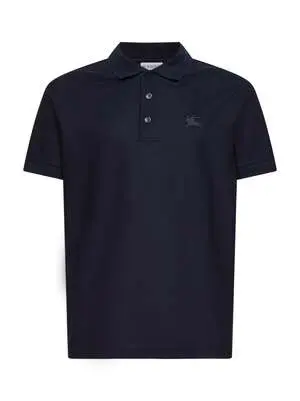 Burberry Blue Cotton Pique Polo Shirt With Embroidered Equestrian Knight Design - Multicolor