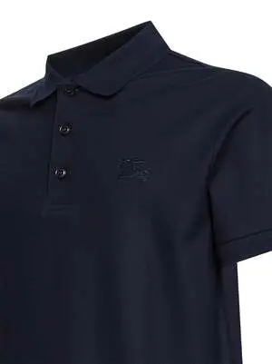 Burberry Blue Cotton Pique Polo Shirt With Embroidered Equestrian Knight Design - Multicolor