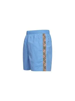 Burberry Nylon Swim Shorts With Archive Beige Check Trim