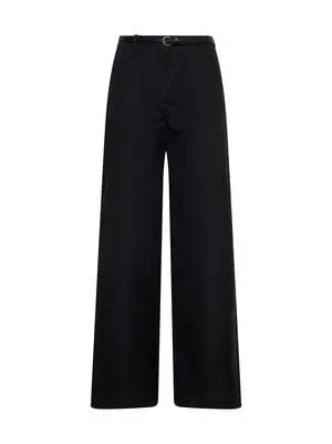 Max Mara Black Poplin Wide Leg Trousers