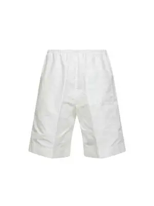 Bottega Veneta Chalk Cotton Poplin Pleated Bermuda Shorts