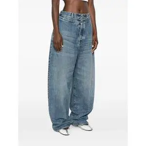Attico Cotton Wide-leg Jeans - Blue