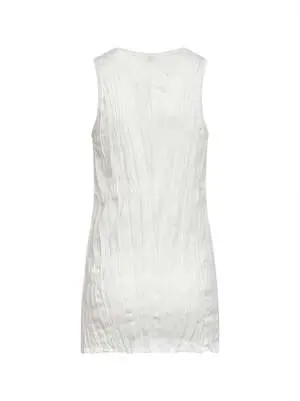 TOTEME White Crinkled Viscose Blend Knit Tank Top - Multicolor