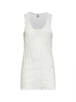 TOTEME White Crinkled Viscose Blend Knit Tank Top - Multicolor