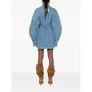 Attico Cotton Spandex Denim Dress - Blue