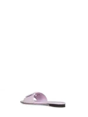 Fendi Lilac Leather Baguette Slides - Multicolor