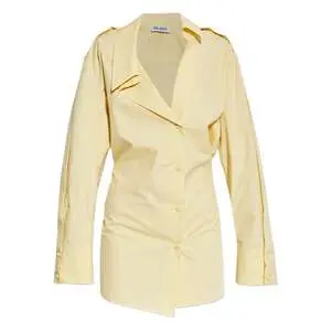 Attico Long Sleeve Collared Button-up Dress - Yellow