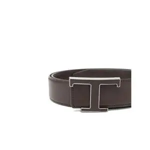 TOD'S Logo Buckle Leather Belt - Brown