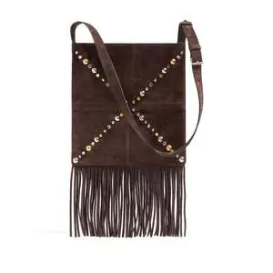 Valentino Garavani Studded Suede Shoulder Bag With Fringe