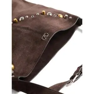 Valentino Garavani Studded Suede Shoulder Bag With Fringe