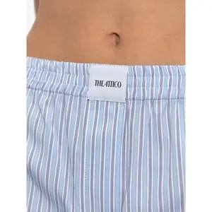 Attico Striped Cotton Shorts - Blue