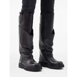 Attico Pull-tab Leather Boots - Black