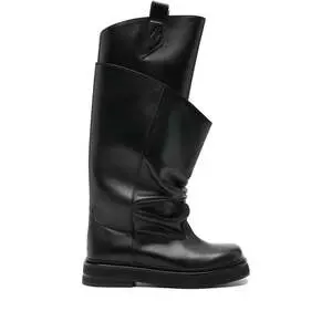 Attico Pull-tab Leather Boots - Black