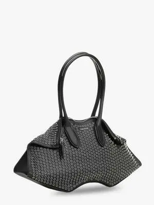 Alexander McQueen Manta Leather Shoulder Bag With All-over Metal Details - Multicolor