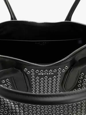 Alexander McQueen Manta Leather Shoulder Bag With All-over Metal Details - Multicolor