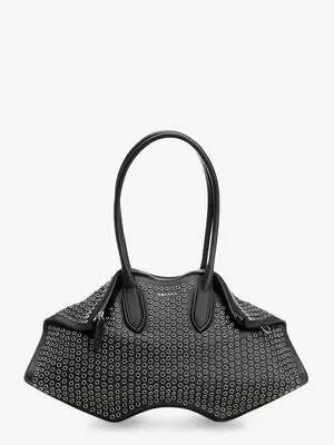 Alexander McQueen Manta Leather Shoulder Bag With All-over Metal Details - Multicolor