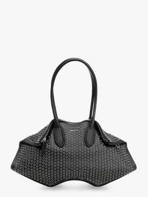 Alexander McQueen Manta Leather Shoulder Bag With All-over Metal Details - Multicolor