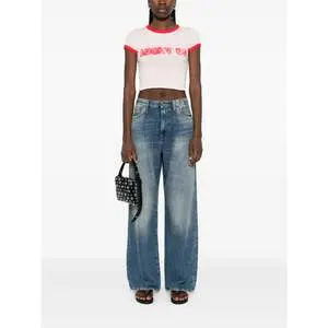 Kenzo Graphic Ringer Trim Cropped T-shirt