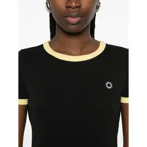 Kenzo Organic Cotton Blend T-shirt With Contrasting Trim And Logo Appliqu - Black
