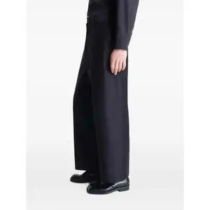 LEMAIRE Wide-leg Cotton Trousers - Black