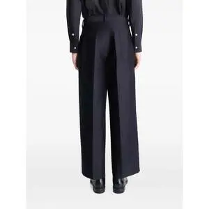 LEMAIRE Wide-leg Cotton Trousers - Black